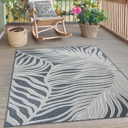 Teppich s.Oliver "Skadom, Wende-Teppich im Blatt Design, auch f&uuml;r Balkon und Terrasse", grau, B:80cm H:5mm L:150cm, Kunstfaser, Teppiche, Teppich, f&uuml;r In- und Outdoor geeignet, wetterfest & UV-best&auml;ndig