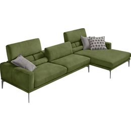 Ecksofa Egoitaliano "Masu, Design trifft sensationellen Sitzkomfort", gr&uuml;n (kiwi), B:277cm H:95cm T:157cm, Sofas, Ecksofa, inkl. 2 Kissenrollen, R&uuml;ckenelemente manuell verstellbar, Metallf&uuml;&szlig;e