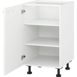Unterschrank KOCHSTATION "KS-Scafa" mit zwei Einlegeb&ouml;den", wei&szlig; (wei&szlig;, zement hell), B:30cm H:75cm T:56cm, Schr&auml;nke, Unterschrank, in verschiedenen Breiten, wahlweise T&uuml;ranschlag rechts oder links