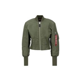 Bomberjacke Alpha Industries "Waisted MA-1 W", Damen, Gr. XS, sage, gr&uuml;n, Obermaterial: 100% Nylon; Futter: 100% Nylon; F&uuml;llung: 100% Polyester, Jacken Bomberjacke