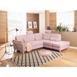 Ecksofa Home Affaire "Palace L-Form", rosa (rose), B:259cm H:89cm T:225cm, Struktur fein (100% Polyester);Struktur (100% Polyester);Luxus-Microfaser Lederoptik (100% Polyester), Sofas, Ecksofa, incl. Sitztiefenverstellung, wahlweise mit Bettfunktion und Stauraum