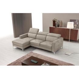 Ecksofa Egoitaliano "Matt, erstklassiger Sitzkomfort, aufwendige Detailverarbeitung, L-Form", grau (opal grau), B:247cm H:100cm, Luxus-Micofaser Lederoptik (100% Polyester) ist ein neues technisches Gewebe mit einem visuellen und taktilen Aspekt, der dem Nubuk sehr nahe kommt, mit innovativen Eigenschaften. Seine au&szlig;erordentliche Weichheit kommt von einem exklusiven Produktionsprozess, der Unreinh