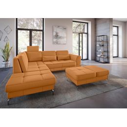 Sit & More Ecksofa SIT & MORE "Bendigo L-Form", gelb (curry), B:258cm H:84cm T:226cm, Sofas, Ecksofa, inklusive Sitztiefenverstellung, Bodenfreiheit 12 cm, in 2 Fu&szlig;farben