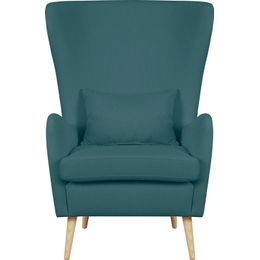 Sessel Home Affaire "Sallito, Ohrensessel, TV-Sessel", blau (petrol), B:76cm H:109cm T:85cm, Struktur Hahnentritt (67% Polypropylen, 33% Polyester);Samtoptik (100% Polyester);Fellimitat (100% Polyester);Samtcord (92% Polyester, 8% Polyamid);Struktur (100% Polyester);Struktur fein (100% Polyester), Sessel, Sessel, f&uuml;r Wohnzimmer, auch in Samtcord