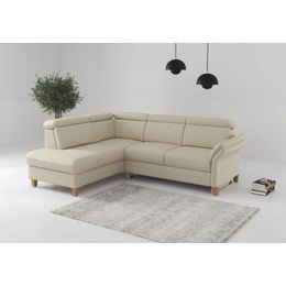 Ecksofa Home Affaire "Glendale, L-Form", sand, B:247cm H:84cm T:193cm, 100% Polyester, Sofas, Ecksofa, inkl. Kopfteilverstellung, wahlweise mit Vorziehsitz und Bettkasten