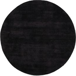 Teppich CarpetFine "Ava Viskoseteppich", schwarz, H:13mm &Oslash;:120cm, Viskose, Teppiche, Teppich, Seidenoptik, leichter Glanz, Wohnzimmer