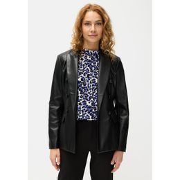 Lederimitat-Blazer Lascana, Damen, Gr. 36, schwarz, Web, Obermaterial: 100% Polyester. Beschichtung: 100% Polyurethan. Futter: 100% Polyester, unifarben, tailliert Po-bedeckend, Blazer Lederimitat-Blazer, mit Reverskragen, taillierter Damenblazer, Business-Look