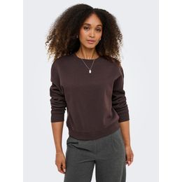 Sweatshirt Only "ONLSWEAT L/S CREW OVERSIZE SWT", Damen, Gr. S, coffee bean, Sweatware, Obermaterial: 60% Baumwolle, 40% Polyester, unifarben, loose fit normal, Rundhals, Sweatshirts Sweatshirt, Baumwollmischung, loose fit, Rundhals