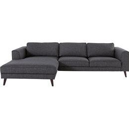 Ecksofa Home Affaire "Lumber Jack, elegant und bequem, Breite 280, hoher Fu&szlig;, L-Form", schwarz (obsidian), B:280cm H:85cm T:167cm, Sofas, Ecksofa, in moderner Optik
