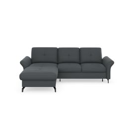 Ecksofa Home Affaire "Calando L-Form", grau (dunkelgrau), B:258cm H:91cm T:165cm, 100% Polyester, Sofas, Ecksofa, wahlweise mit Bettfunktion, Bettkasten und Armteilfunktion