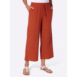 Culotte Casual Looks, Damen, Gr. 44, Normalgr&ouml;&szlig;en, rostrot, 100% Baumwolle, unifarben, 7/8-L&auml;nge, Hosen Culotte