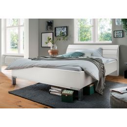 Futonbett Wiemann "Monaco, 4-fache Liegeh&ouml;henverstellung", wei&szlig; (wei&szlig;, leisten in chrom), B:189cm L:218cm, Betten, Futonbett, mit stilvollem Holzkopfteil, Made in Germany