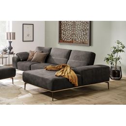 Ecksofa W.Schillig "run, Designsofa mit tollem Sitzkomfort, bequem, L-Form", grau (antracite s37), B:319cm H:88cm T:178cm, Longlife Xtra-Leder Z73: Naturwalkleder der Luxusklasse aus den erlesensten Rohh&auml;uten. Hautst&auml;rke 1, 1 &ndash; 1, 3 mm;ROHLEDER Jacquard-Flachgewebe Q2 W60 (63% Polyester, 37% Polyacryl);ROHLEDER Chenille-Flachgewebe Q2 W77 (68% Polyacryl, 32% Polyester);Stoff S37 (100% Polyester), 