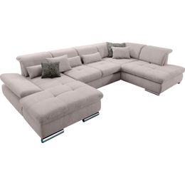 Wohnlandschaft "SO 4100 komfortable Federkernunterfederung, inkl. Kopfteilverstellung", grau (elefant 07), B:365cm H:80cm T:225cm, SET ONE BY Musterring, Sofas, Wohnlandschaft, wahlweise Bettfunktion und Sitztiefenverstellung, U-Form