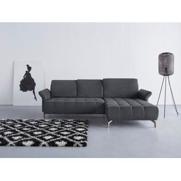 Ecksofa Home Affaire "Fresh L-Form", grau, B:281cm H:79cm T:185cm, 100% Polyester, Sofas, Ecksofa, Federkern, wahlweise Kopfteilverstellung und motorischer Vorziehsitz