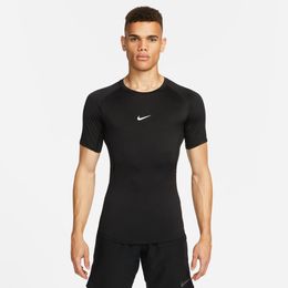 Trainingsshirt Nike "M NP DF TIGHT TOP SS", Herren, Gr. XL, schwarz-wei&szlig; (schwarz, wei&szlig;), Obermaterial: 90% Polyester, 10% Elasthan, normal, Shirts Trainingsshirt, eng anliegender Schnitt, atmungsaktiv, schnell trocknend, elastisch