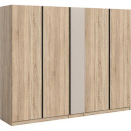 Kleiderschrank Home Affaire "BENDINGO, TOPSELLER, Schlafzimmerschrank, Schrank, Garderobenschrank", eiche sonoma nachbildung, kaschmir, B:230cm H:183cm T:53cm, FSC-zertifizierter Holzwerkstoff, Schr&auml;nke, Kleiderschrank, 230cm breit, Eiche NB, 5t&uuml;rig, 2 Kleiderstangen, 6 B&ouml;den, 4 Schubladen