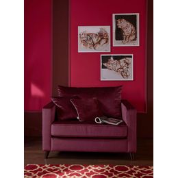 Loveseat Home Affaire "Renesse", rot, B:112cm H:74cm T:90cm, Luxus-Microfaser ALTARA NUBUCK (100% Polyester);Samtvelours 100% Polyester, Sessel, Loveseat, lose Kissen, Keder an Sitzkissen