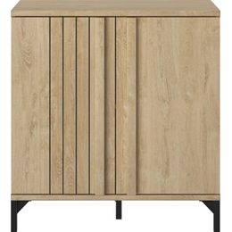 Aktenschrank GAMI "Faro", braun (eiche hell), B:80cm H:85cm T:45cm, Holzwerkstoff, Schr&auml;nke, Aktenschrank, moderner Industrial Look