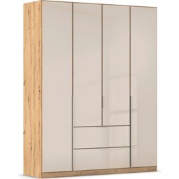 Dreht&uuml;renschrank OTTO HOME "Kleiderschrank Kleiderschr&auml;nke Schrank Garderobe AGORDO mit Glasfront", beige (eiche artisan, glas champagner), B:181cm H:229cm T:54cm, Holzwerkstoff, Schr&auml;nke, Dreht&uuml;renschrank, mit Au&szlig;enschubk&auml;sten, in 7 Breiten und 2 H&ouml;hen MADE IN GERMANY