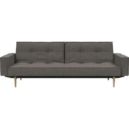 Sofa INNOVATION LIVING &trade; "Splitback", grau (schwarzgrau), B:242cm H:79cm T:100cm, Struktur (100% Polyester);Struktur fein (100% Polyester), Sofas, Sofa, mit Armlehne und hellen Styletto Beinen, in skandinavischen Design
