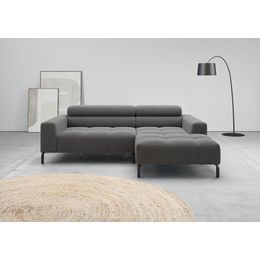 Ecksofa Home Affaire "Ecksofa Claya, L-Form, Kopfteilverstellung, Breite 223 cm", anthrazit, B:223cm H:71cm T:179cm, 95% Polyester, 5% Nylon, Sofas, Ecksofa, Moderne Steppung, weicher Polsteraufbau & saugroboterfreundliche H&ouml;he