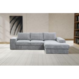 Ecksofa WERK2 "Rozzana Design Ecksofa mit hohem Komfort, zeitlos & elegant, L-Form", grau, B:280cm H:86cm T:190cm, 90% Polyester, 10% Nylon, Sofas, Ecksofa, in kuschelweichen Trendstoffen Cord, Breitcord und Pl&uuml;sch