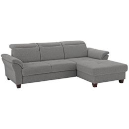 Ecksofa Home Affaire "Solvei L-Form", grau, B:255cm H:104cm T:185cm, Struktur (100% Polyester);Luxus-Microfaser Lederoptik (100% Polyester);Luxus-Microfaser ALTARA NUBUCK (100% Polyester), Sofas, Ecksofa, mit Recamierenabschlu&szlig; und Sitztiefenverstellung