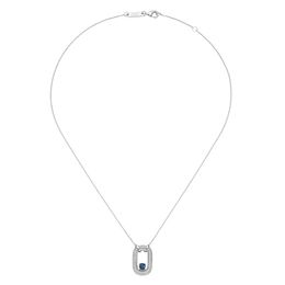 Collier "Collier mit Zirkonia und Kristallstein, Silber 925", blau, Giorgio Martello MILANO, Halsketten, Damen, Silber 925 (Sterlingsilber), Collier