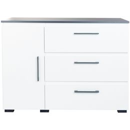 Kombikommode Home Affaire "Borneo 30 WA Kommode", schwarz-wei&szlig; (wei&szlig;, anthrazit), B:127cm H:92cm T:50cm, Hartfaserplatte, Holzwerkstoff, Kunststoff, Sideboards, Kombikommode