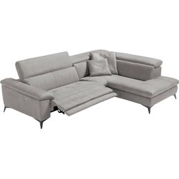 Ecksofa Egoitaliano "Martine, Multifunktionssofa mit Komfortfunktionen, edel und bequem", grau (opal grau), B:272cm H:96cm T:203cm, Luxus-Micofaser Lederoptik (100% Polyester) ist ein neues technisches Gewebe mit einem visuellen und taktilen Aspekt, der dem Nubuk sehr nahe kommt, mit innovativen Eigenschaften. Seine au&szlig;erordentliche Weichheit kommt von einem exklusiven Produktionsprozess, der Unre