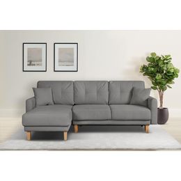 Ecksofa Home Affaire "TRIPLO optionale Schlafsofa mit Bettkasten, Ma&szlig;e B/T/H: 234/164/89 cm", grau, B:234cm H:89cm T:164cm, 88% Polyester, 9% Rayon, 3% Nylon, Sofas, Ecksofa, L-Form wahlweise mit Bettfunktion - Liegefl&auml;che 132x210 cm
