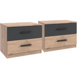 Nachtkommode wimex "Budapest", grau (viking oak, graphit), B:52cm H:40cm T:38cm, Holzwerkstoff, Sideboards, Nachtkommode, wahlweise einzeln oder im 2er Set, mit jeweils 2 Schubladen