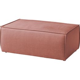 Hocker Home Affaire "SHERWOOD, Polsterhocker in 3 Stoffarten verf&uuml;gbar", rot (coral), B:102cm H:42cm T:69cm, 100% Polyester, Hocker, Hocker, passend zur Polster-Serie SHERWOOD