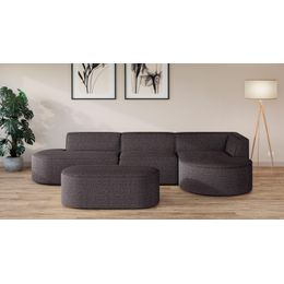 Ecksofa OTTO HOME "EIVIND Designer Sofa mit Ottomane rechts/links, B/T/H: 343/159/72 cm", grau (anthrazit), B:343cm H:72cm T:159cm, 100% Polyester, Sofas, Ecksofa, L-Form mit Wellenunterfederung, auch in Feincord und Boucl&eacute;