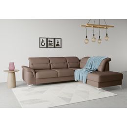 Sit & More Ecksofa SIT & MORE "Sinatra L-Form", braun (espresso), B:251cm H:85cm T:220cm, 98% Polyester, 2% Polyamid, Sofas, Ecksofa, mit Ottomane, optional mit Kopfteilverstellung und Armteilfunktion