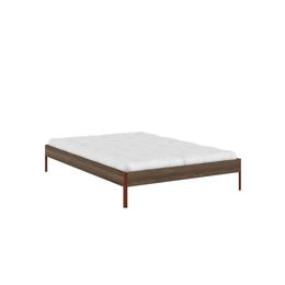 Bettgestell Karup Design "CORE BED Bodenbett, Holzrahmen, Futonbett, Jugendbett, Holzbett", carob braun, terra rot, B:146cm H:34cm L:206cm, Betten, Bettgestell, Massivholzbett mit Lattenrost, Kiefer massiv, Doppelbett ohne Kopfteil