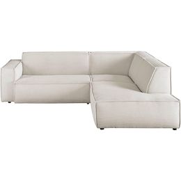 Ecksofa 3C CANDY "Matteo in elegant, kubischer Formensprache, bequem, L-Form", wei&szlig; (snow), B:254cm H:72cm T:224cm, 88% Polyester, 12% Polyacryl, Sofas, Ecksofa, mit auff&auml;lliger Kedernaht, Cord-Bezug, Lounge-Charakter, OTTOs Choice