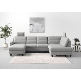 Sit & More Wohnlandschaft SIT & MORE "Far&ouml; U-Form", grau, B:325cm H:90cm T:187cm, Sofas, Wohnlandschaft, inklusive Federkern, wahlweise mit Bettfunktion und Bettkasten