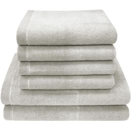 Handtuch Set Dyckhoff "Landscape", silber, 6 Stk., Walkfrottier, Walkfrottier, Obermaterial: 100% Baumwolle, Handtuch-Sets, Handtuch Set, 4 Handt&uuml;cher (50x100cm), 2 Duscht&uuml;cher (70x140cm)