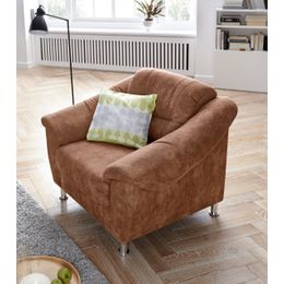 Sit & More Sessel SIT & MORE "Salsa", braun (cognac), B:107cm H:86cm T:90cm, Bedruckte Luxus-Microfaser (100% Polyester);Luxus-Microfaser (100% Polyester);Struktur (100% Polypropylen), Sessel, Sessel, mit Federkern