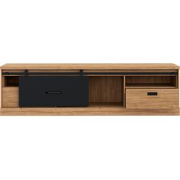 Lowboard FORTE "KaszimiroTV-Board, TV-Schrank", schwarz (waterford eiche, schwarz), B:203,1cm H:56,2cm T:52cm, Holzwerkstoff, Sideboards, Lowboard