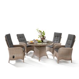 Garten-Essgruppe Destiny "PALMA LUNA", beige (natur meliert), B:60cm H:110cm T:62cm, Aluminium, Wicker/Kunststoffgeflecht, Sitzm&ouml;bel-Sets, Garten-Essgruppe, Aluminium, Polyrattan