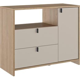 Kommode GAMI "RITMO", beige (natur), B:96cm H:78cm T:40cm, Holzwerkstoff, Sideboards, Kommode, Praktische und funktionale Kommode mit 2 Schubladen und einem Fach