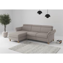 Ecksofa Home Affaire "Glendale, L-Form", taupe, B:253cm H:84cm T:166cm, 95% Polyester, 5% Polyamid, Sofas, Ecksofa, inkl. Kopfteilverstellung, wahlweise mit Vorziehsitz und Bettkasten