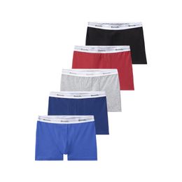 Boxer Bench. "Boxershorts f&uuml;r Jungen", Jungen, Gr. 182, 5 Stk., schwarz (rot, blau, hellblau, grau, schwarz), Jersey, Obermaterial: 95% Baumwolle, 5% Elasthan, unifarben, k&ouml;rpernah, Unterhosen Boxer, mit Logo-Webbund