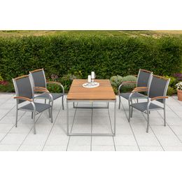 Garten-Essgruppe Merxx "&raquo;Siena&laquo;", grau (grau, grau, graphit), Aluminium, Massivholz, Polyester, Sitzm&ouml;bel-Sets, Garten-Essgruppe, Ausziehtisch: LxB: 150-200 x 90 cm