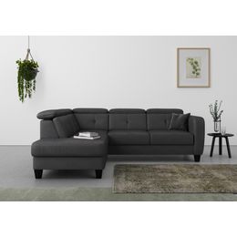 Sit & More Ecksofa SIT & MORE "Belluci L-Form", grau (anthrazit), B:249cm H:85cm T:195cm, Sofas, Ecksofa, inklusive Federkern, wahlweise mit Bettfunktion und Bettkasten
