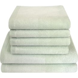 Handtuch Set Dyckhoff "Landscape", gr&uuml;n (minze), 6 Stk., Walkfrottier, Walkfrottier, Obermaterial: 100% Baumwolle, Handtuch-Sets, Handtuch Set, 4 Handt&uuml;cher (50x100cm), 2 Duscht&uuml;cher (70x140cm)