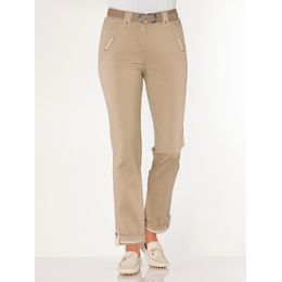 Bequeme Jeans Casual Looks, Damen, Gr. 24, Kurzgr&ouml;&szlig;en, beige, 98% Baumwolle, 2% Elasthan, unifarben, lang, Jeans Bequeme Jeans